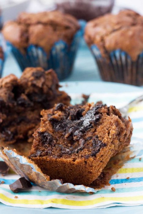 Gooey Triple Chocolate Muffins - Scrummy Lane