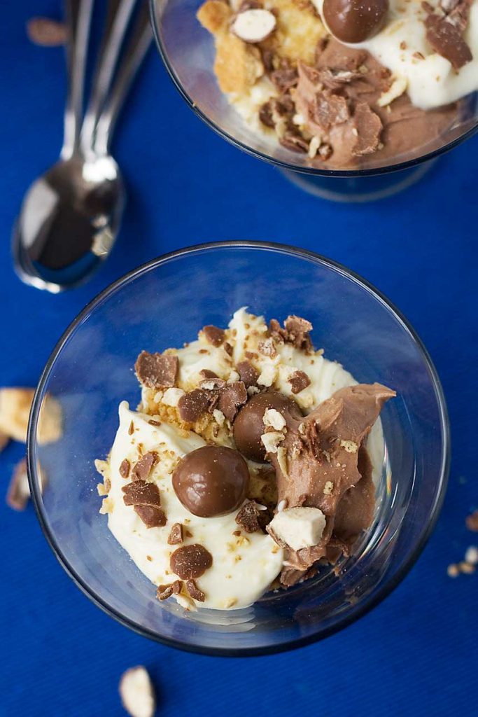 Chocolate malt cheesecake in a glass - Scrummy Lane