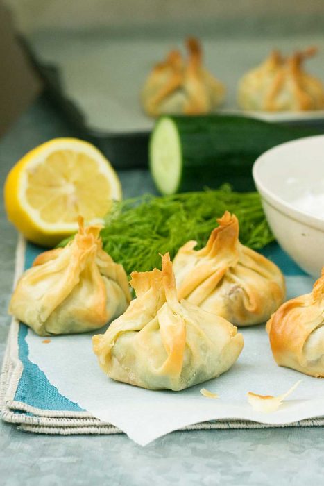 Greek filo parcels with tzatziki - Scrummy Lane