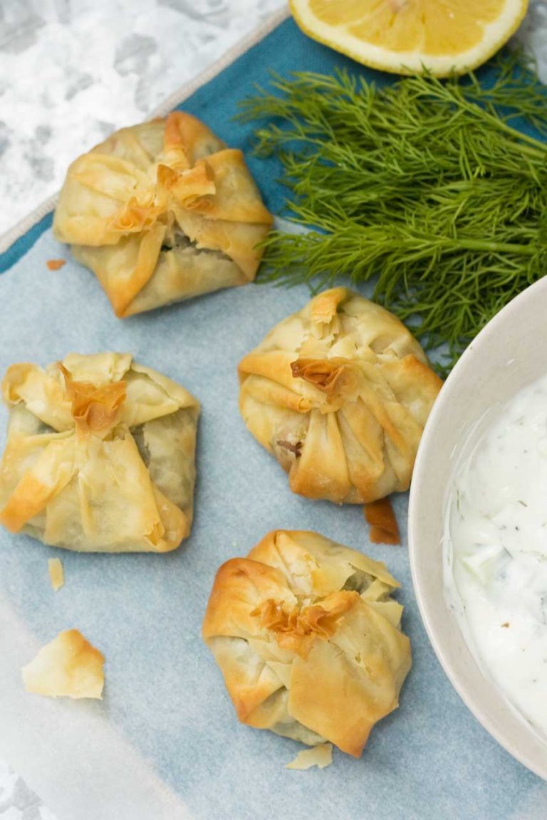 Greek filo parcels with tzatziki - Scrummy Lane