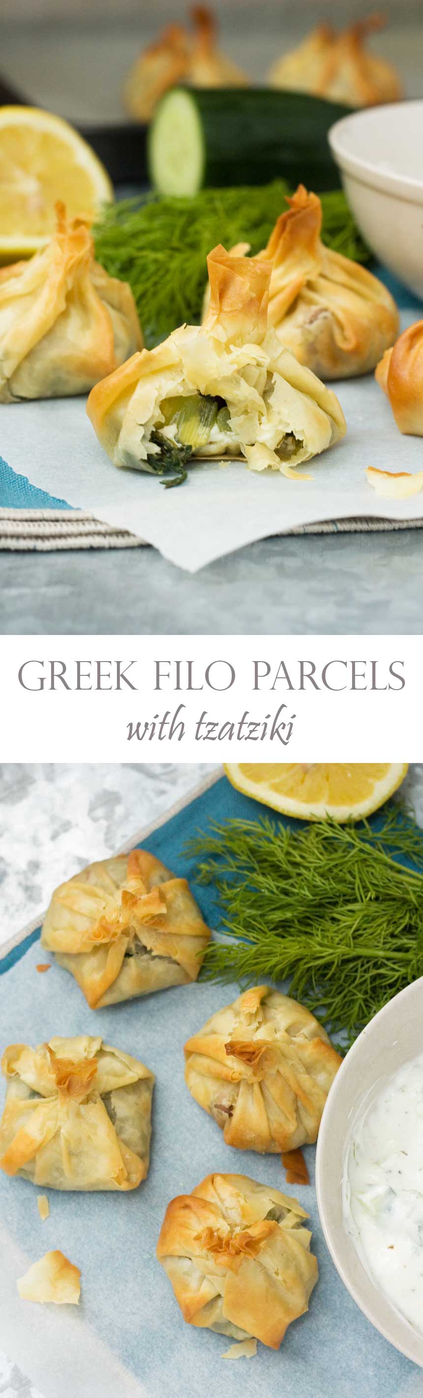 Greek filo parcels with tzatziki - Scrummy Lane