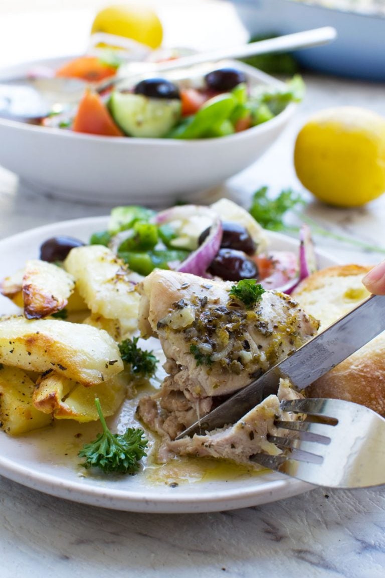 Easy Greek Chicken And Potatoes - Scrummy Lane