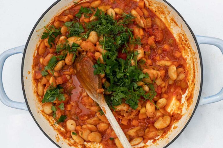 Easy Greek Giant Beans With Canned Beans (Gigantes Plaki) - Scrummy Lane