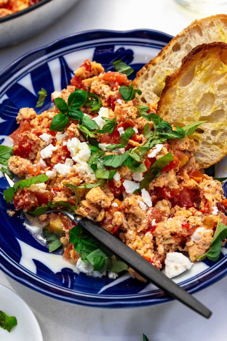 10-Minute Greek Scrambled Eggs (Strapatsada) - Scrummy Lane