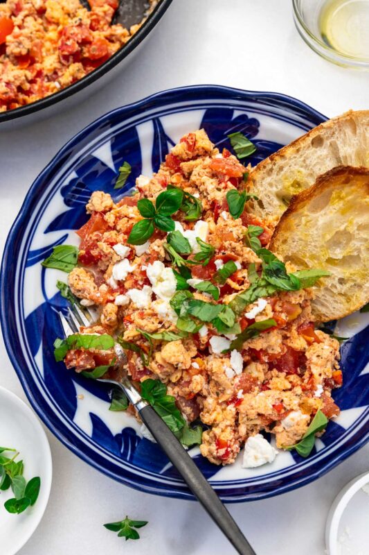 10-Minute Greek Scrambled Eggs (Strapatsada) - Scrummy Lane