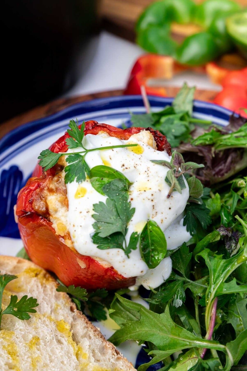 Easy Air Fryer Stuffed Peppers (Mediterranean Style) - Scrummy Lane