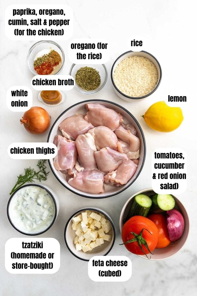 Easy Greek Chicken And Rice Bowl - Scrummy Lane